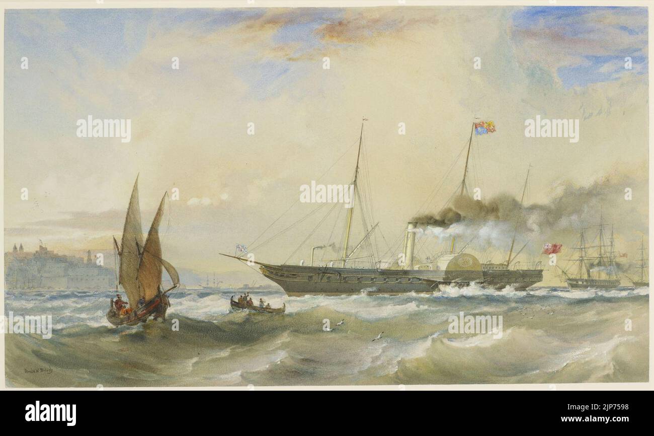 The Osborne with the Prince of Wales on board, going into Malta Harbour ...