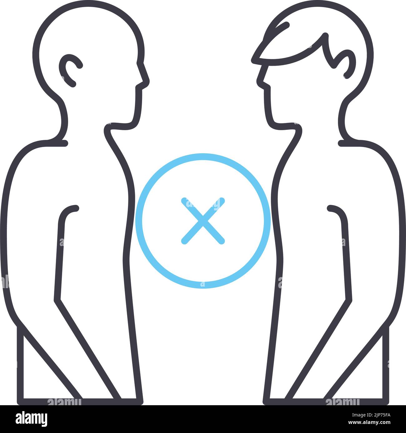 don`t contact with people line icon, outline symbol, vector ...