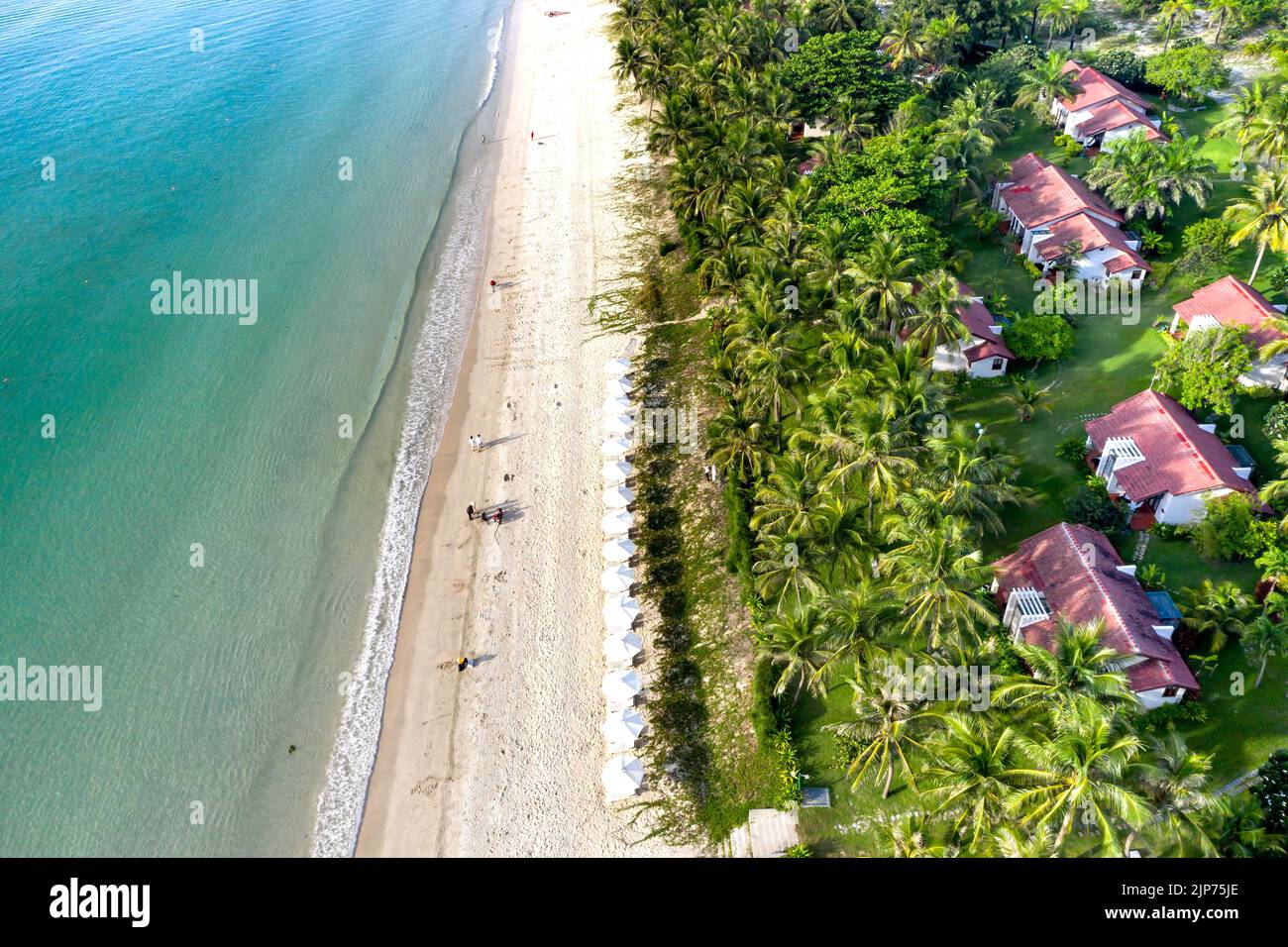 Aerial view of Pax Ana 4-star resort at Doc Let beach, Nha Trang city ...
