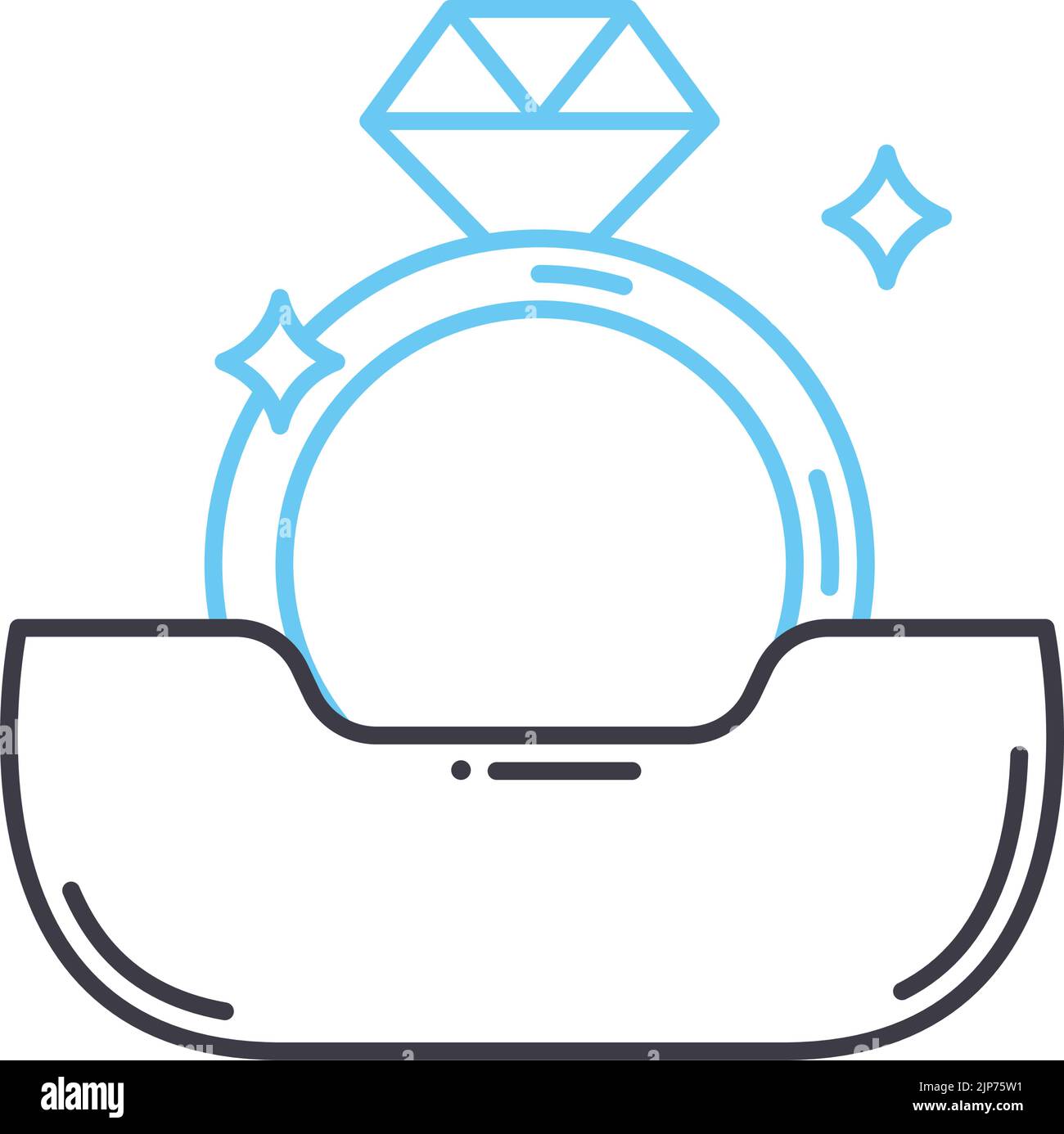 diamond ring line icon, outline symbol, vector illustration, concept ...
