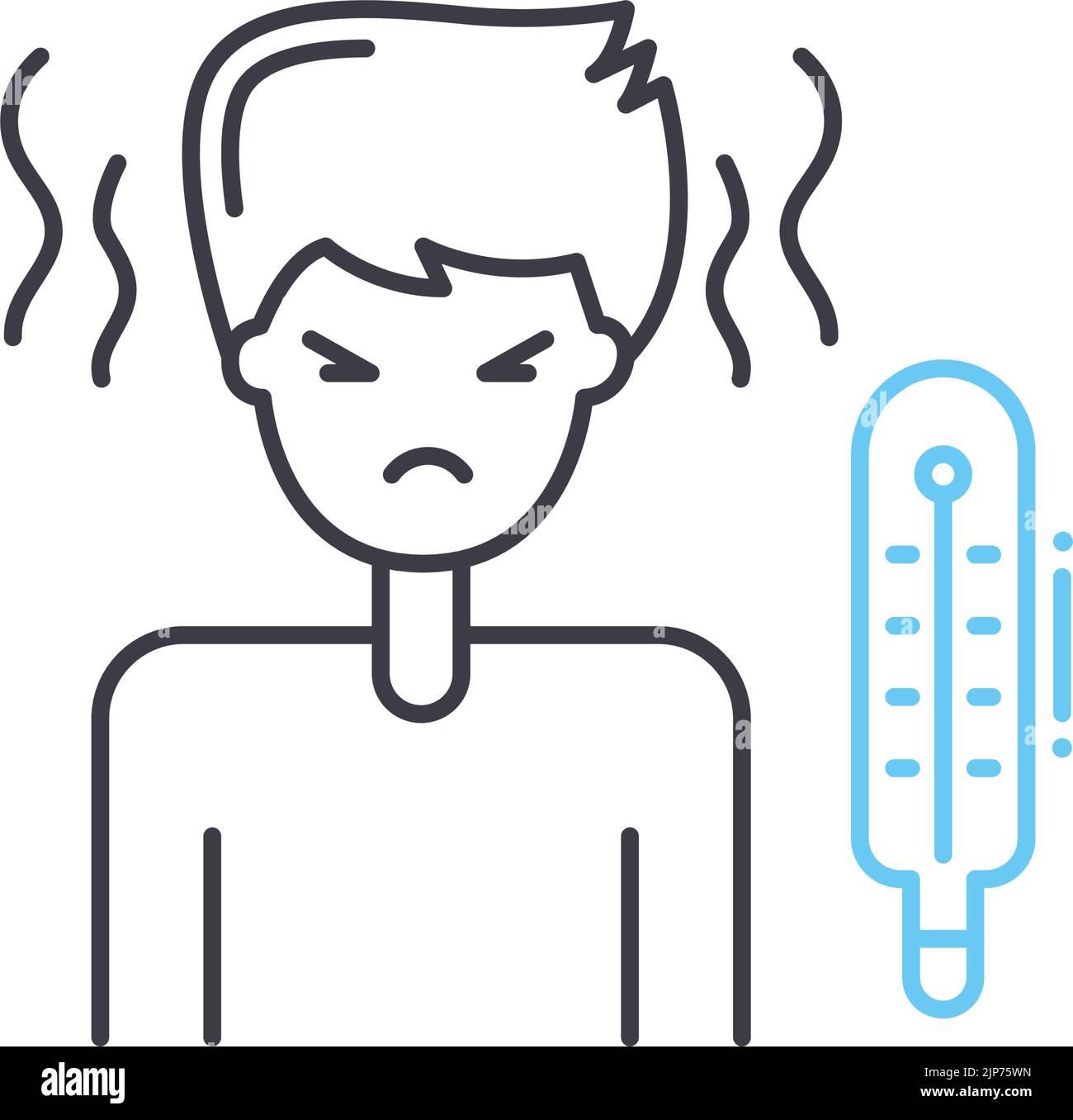 fever line icon, outline symbol, vector illustration, concept sign ...