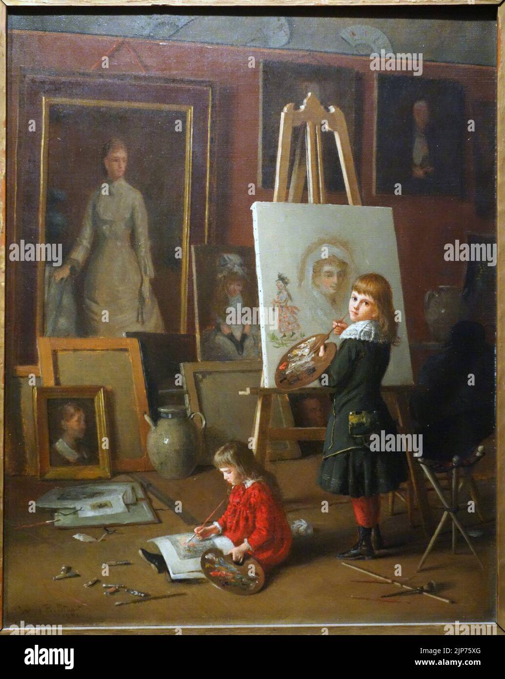 The Painting Lesson by James Reeve Stuart, 1881 Stock Photo - Alamy