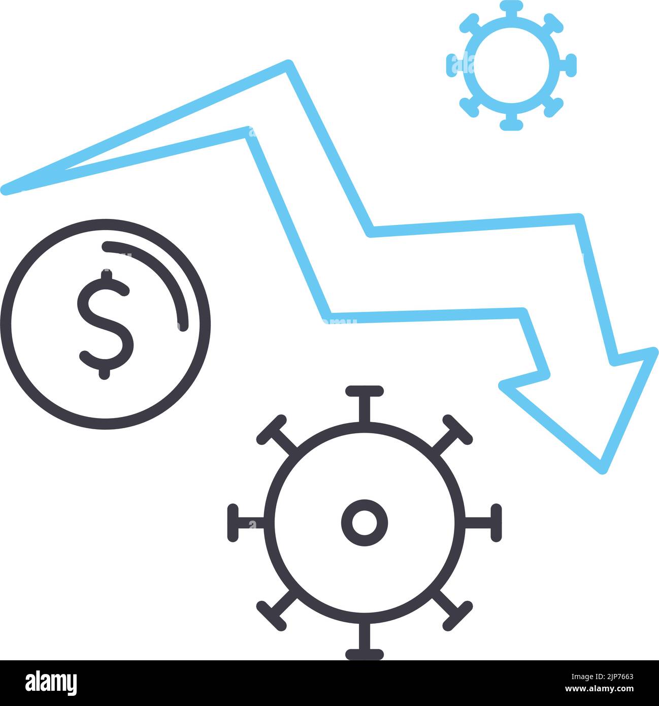 financial loss line icon, outline symbol, vector illustration, concept ...