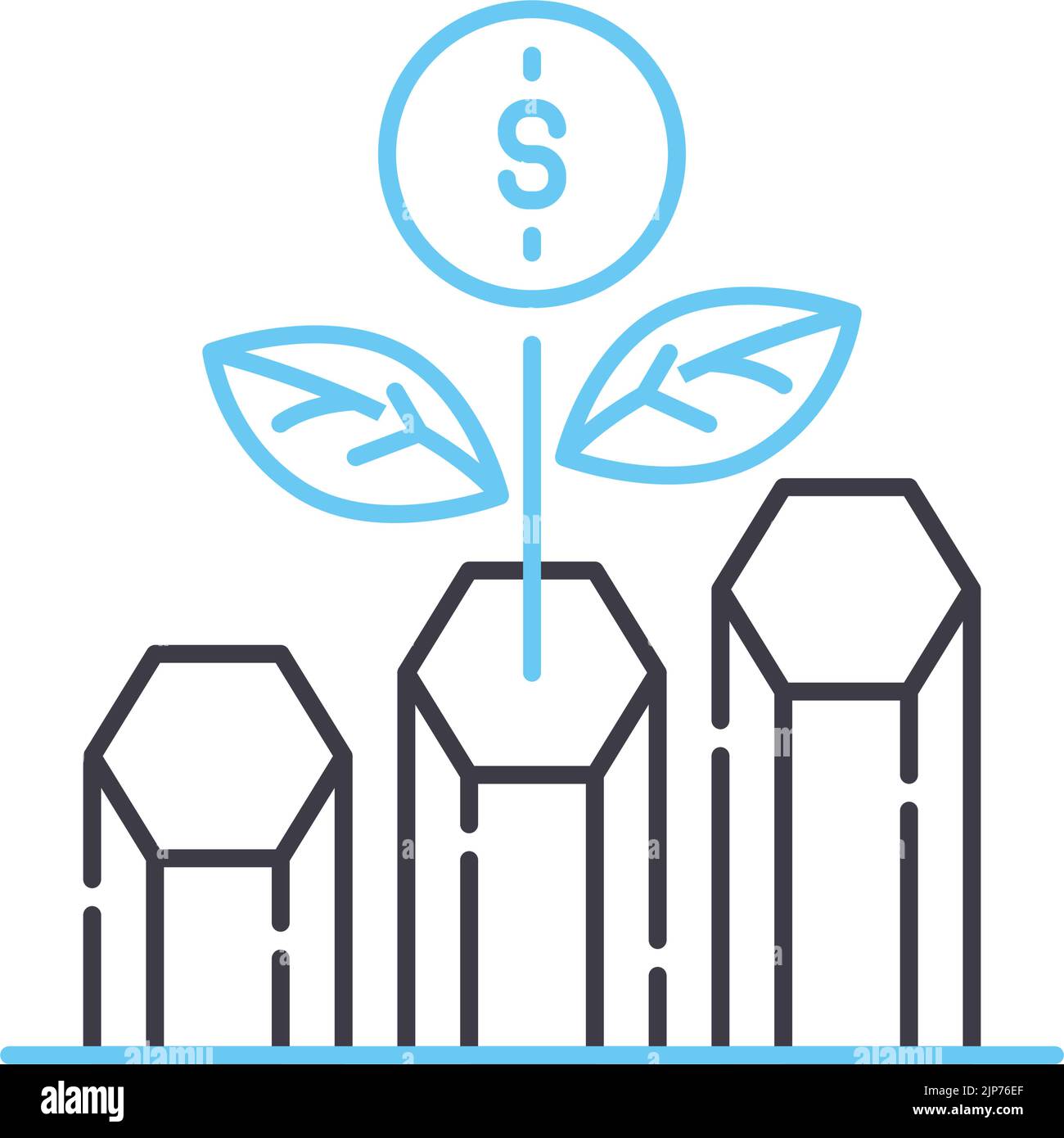 business growth line icon, outline symbol, vector illustration, concept ...