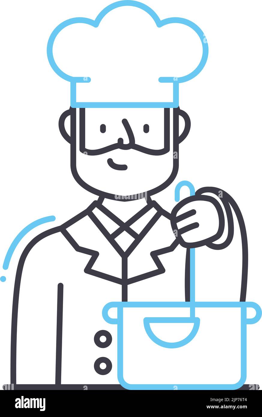 chef man line icon, outline symbol, vector illustration, concept sign ...