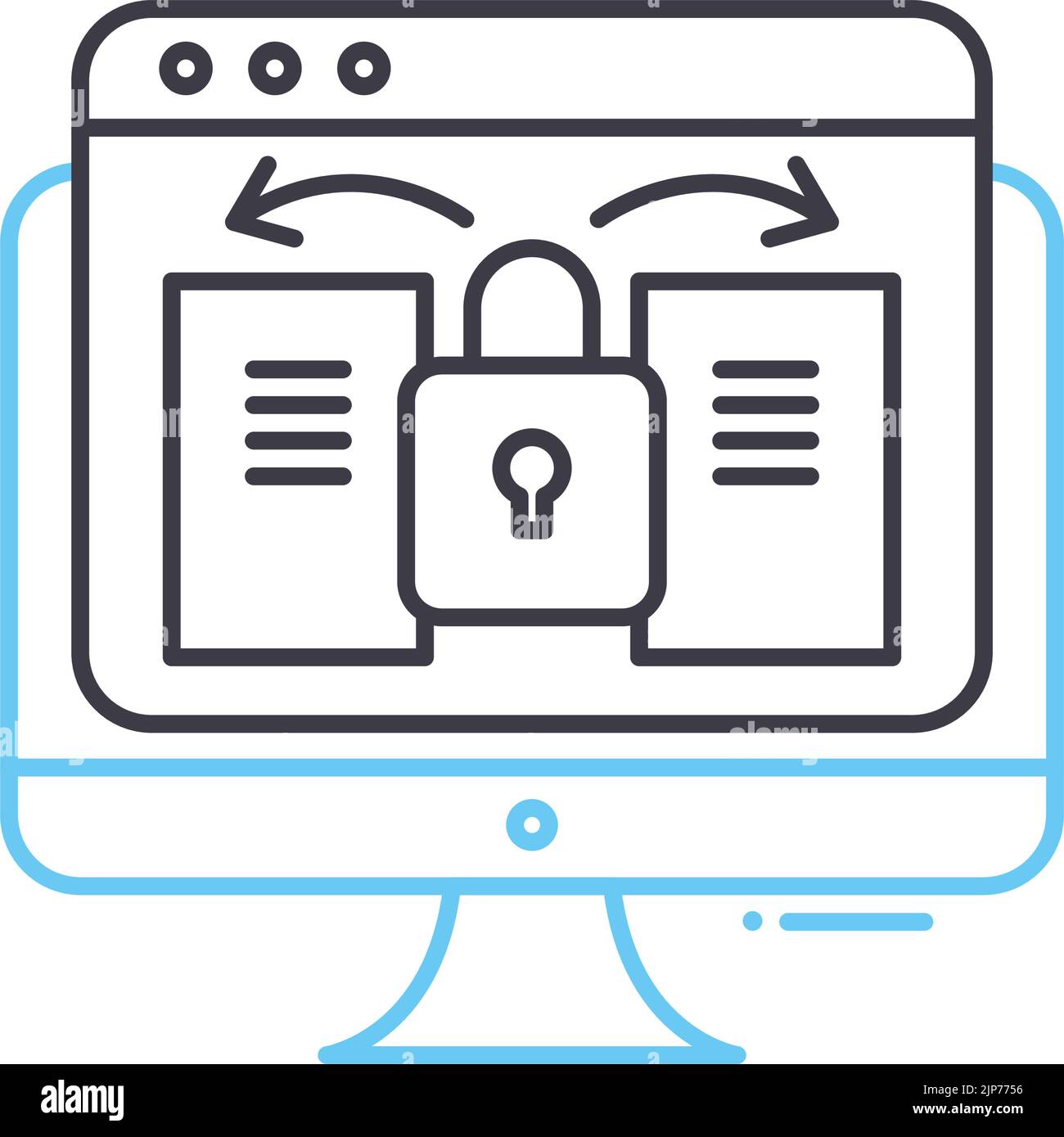 copy protection line icon, outline symbol, vector illustration, concept ...