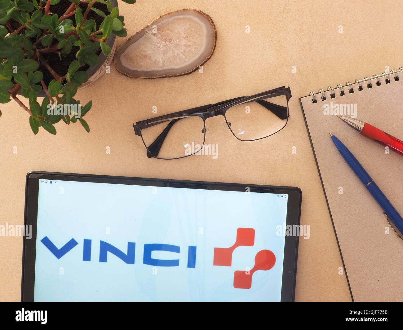 Germany. 15th Aug, 2022. In this photo illustration, Vinci S.A. logo ...