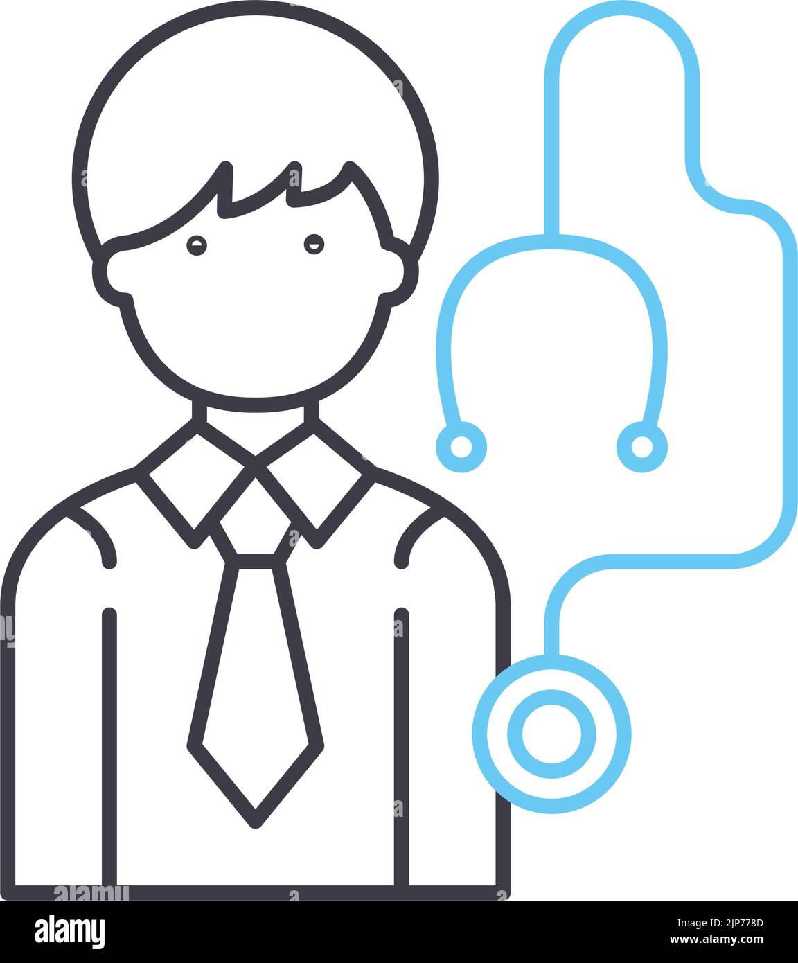 doctor avatar line icon, outline symbol, vector illustration, concept ...