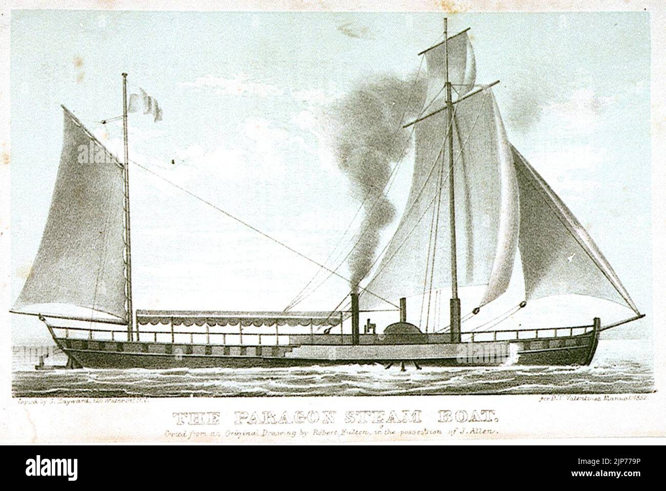 The Paragon Steam Boat copied from an Original drawing by Robert Fulton ...