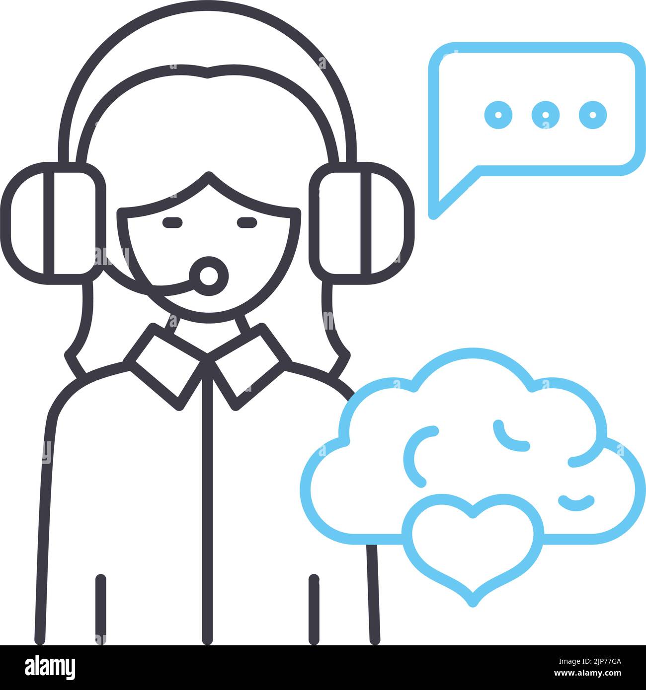 customer service support line icon, outline symbol, vector illustration ...