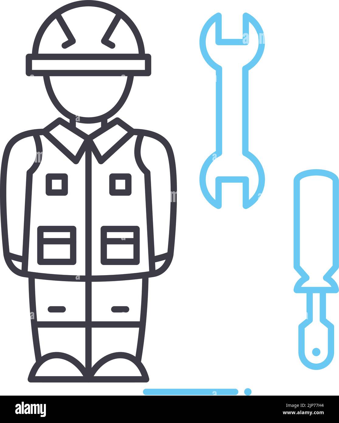 engineer occupation line icon, outline symbol, vector illustration ...