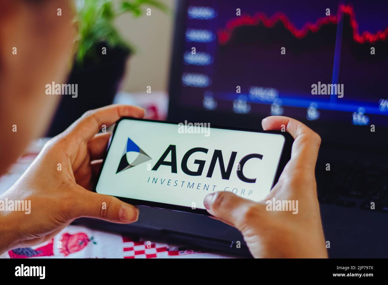 In this photo illustration, the AGNC Investment Corp. logo is displayed ...