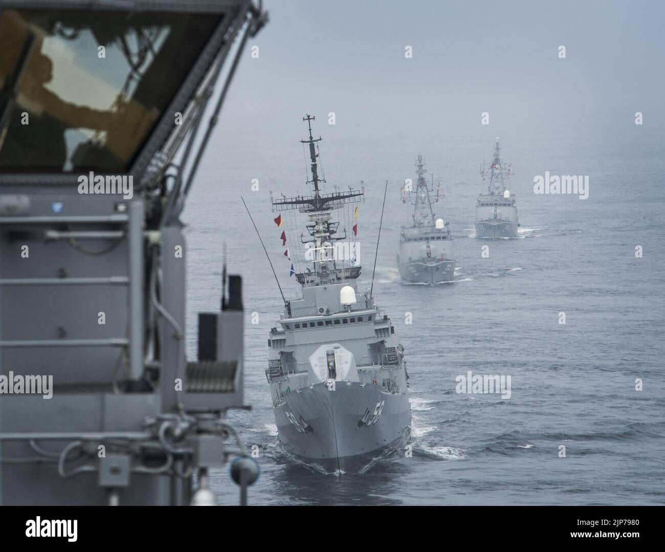 The Peruvian navy frigate BAP Quinones (FM 58), foreground, along with ...