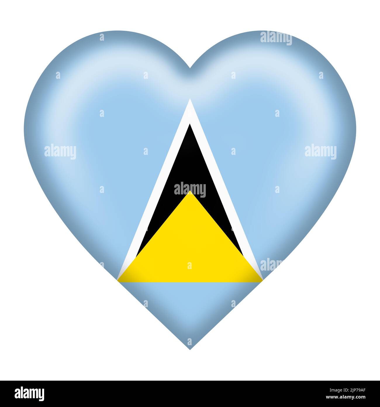 Saint Lucia flag heart button with clipping path 3d illustration Stock ...