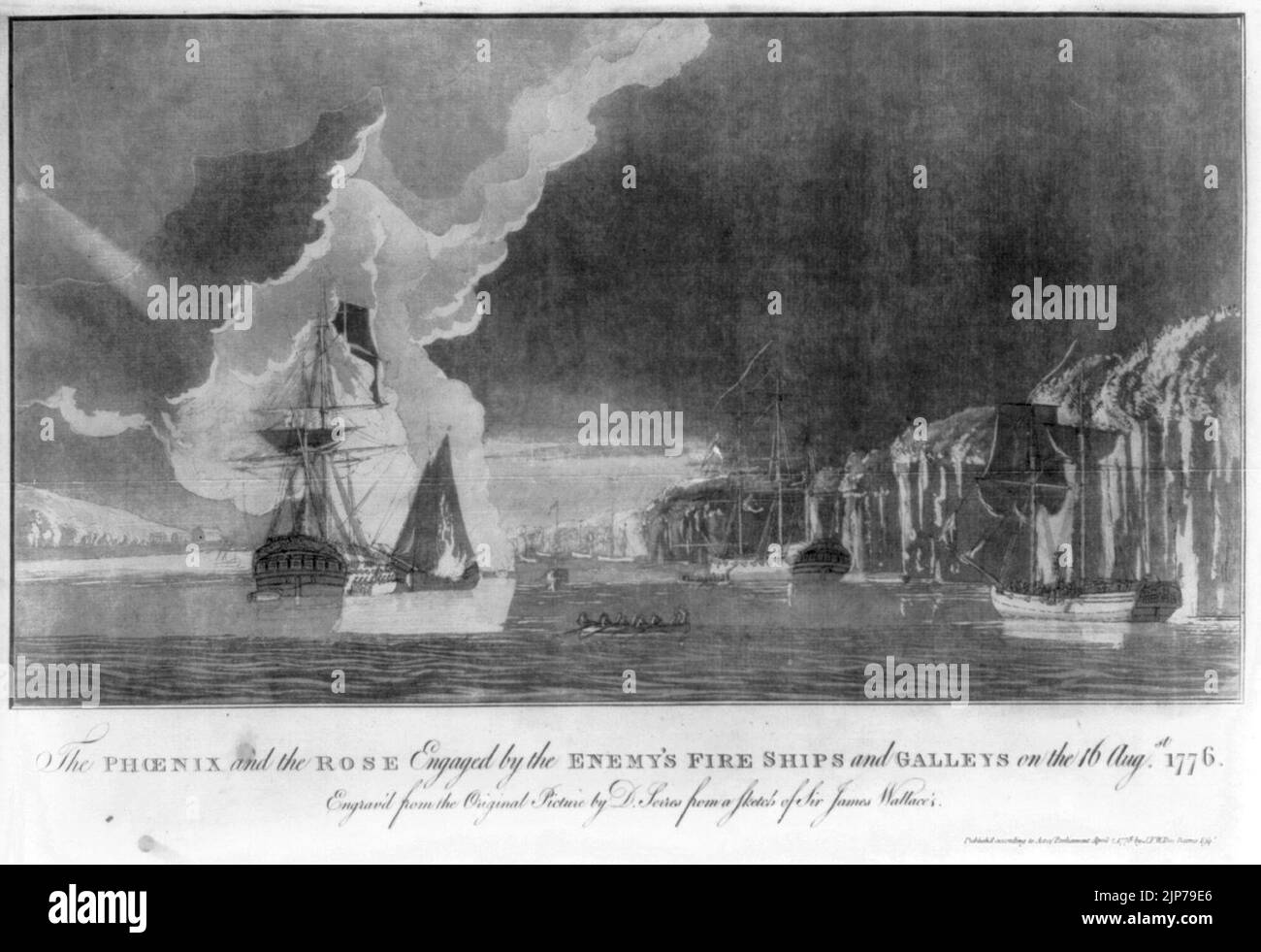 The Phoenix and the Rose engaged by the enemy's fire ships and galleys ...