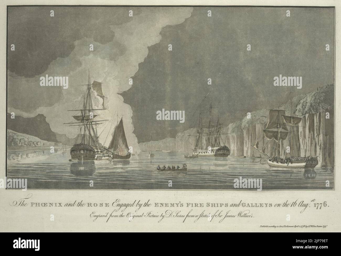 The Phoenix and the Rose engaged by the enemy's fire ships and galleys ...