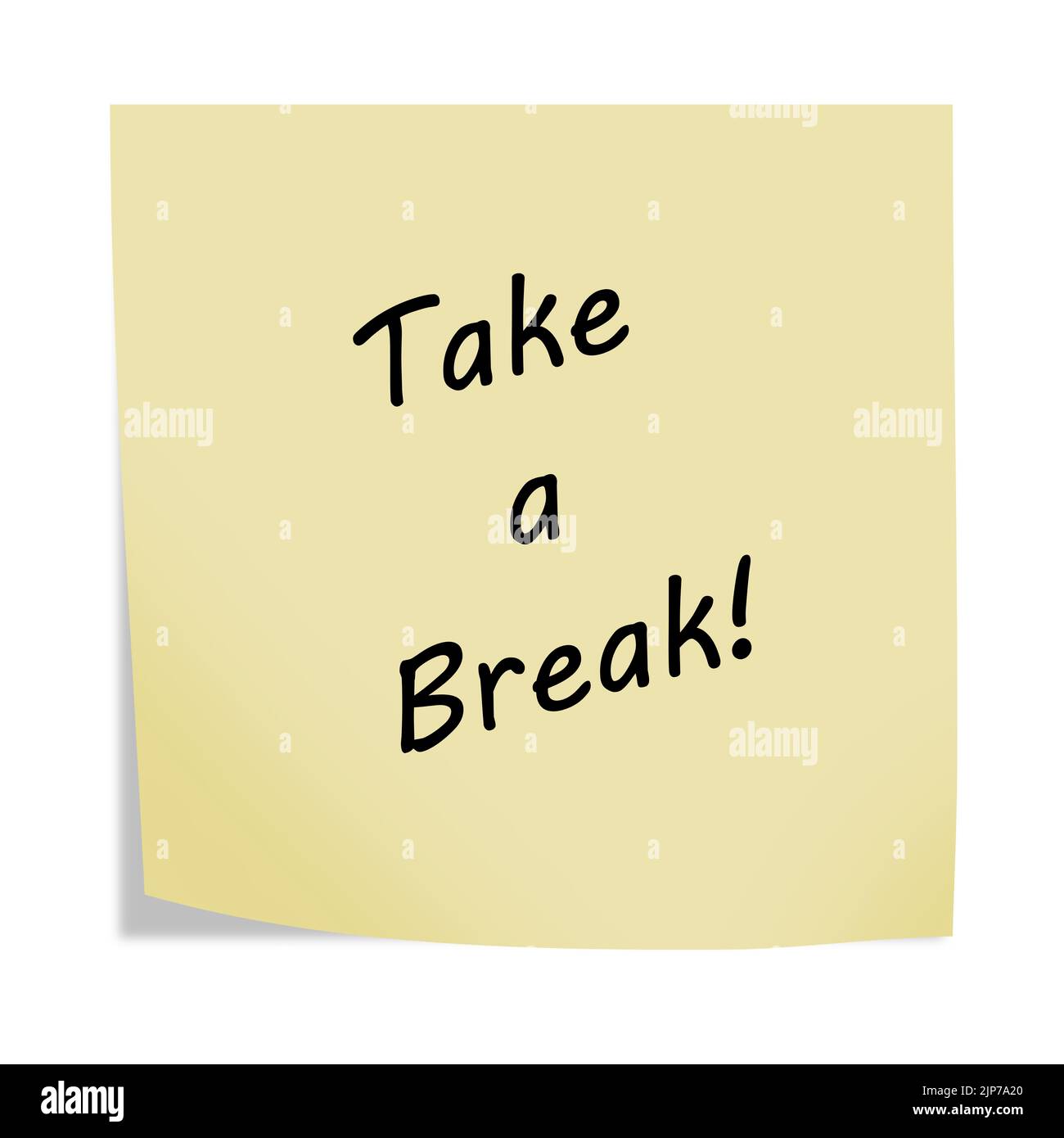 Take a break 3d illustration post note reminder on white with clipping ...