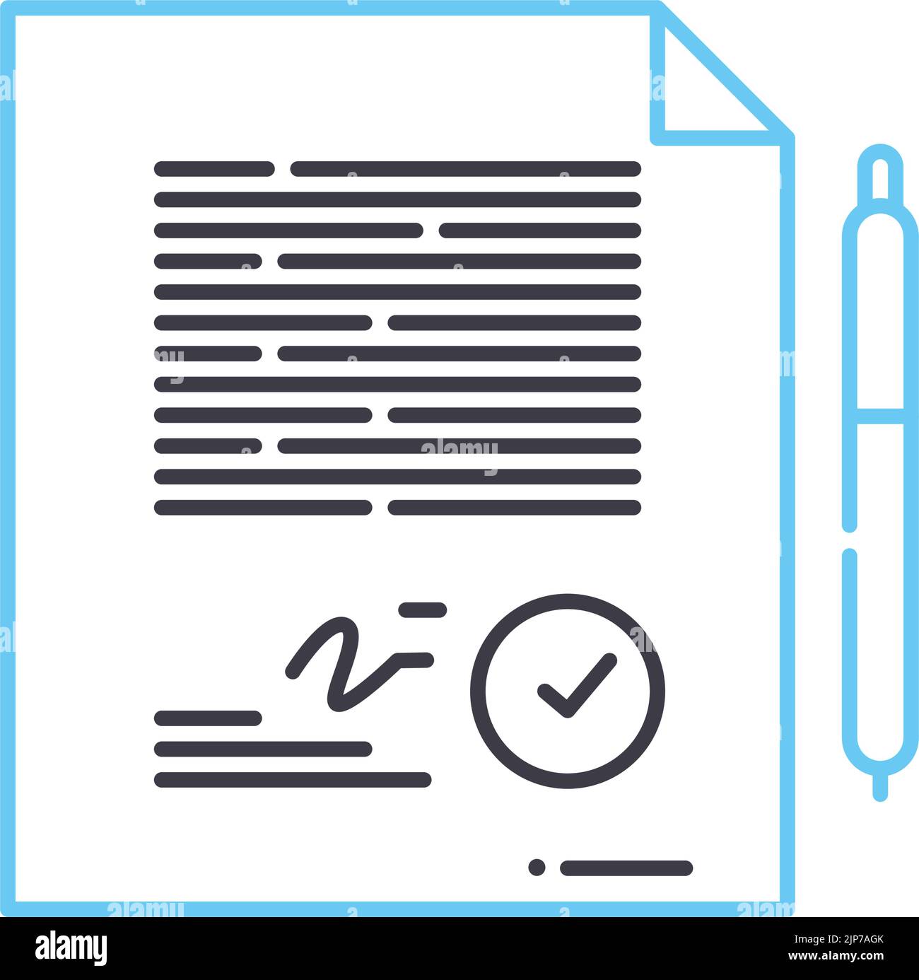 Contract Signing Line Icon Outline Symbol Vector Illustration
