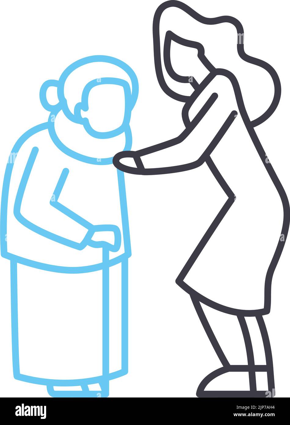 elderly people help line icon, outline symbol, vector illustration ...