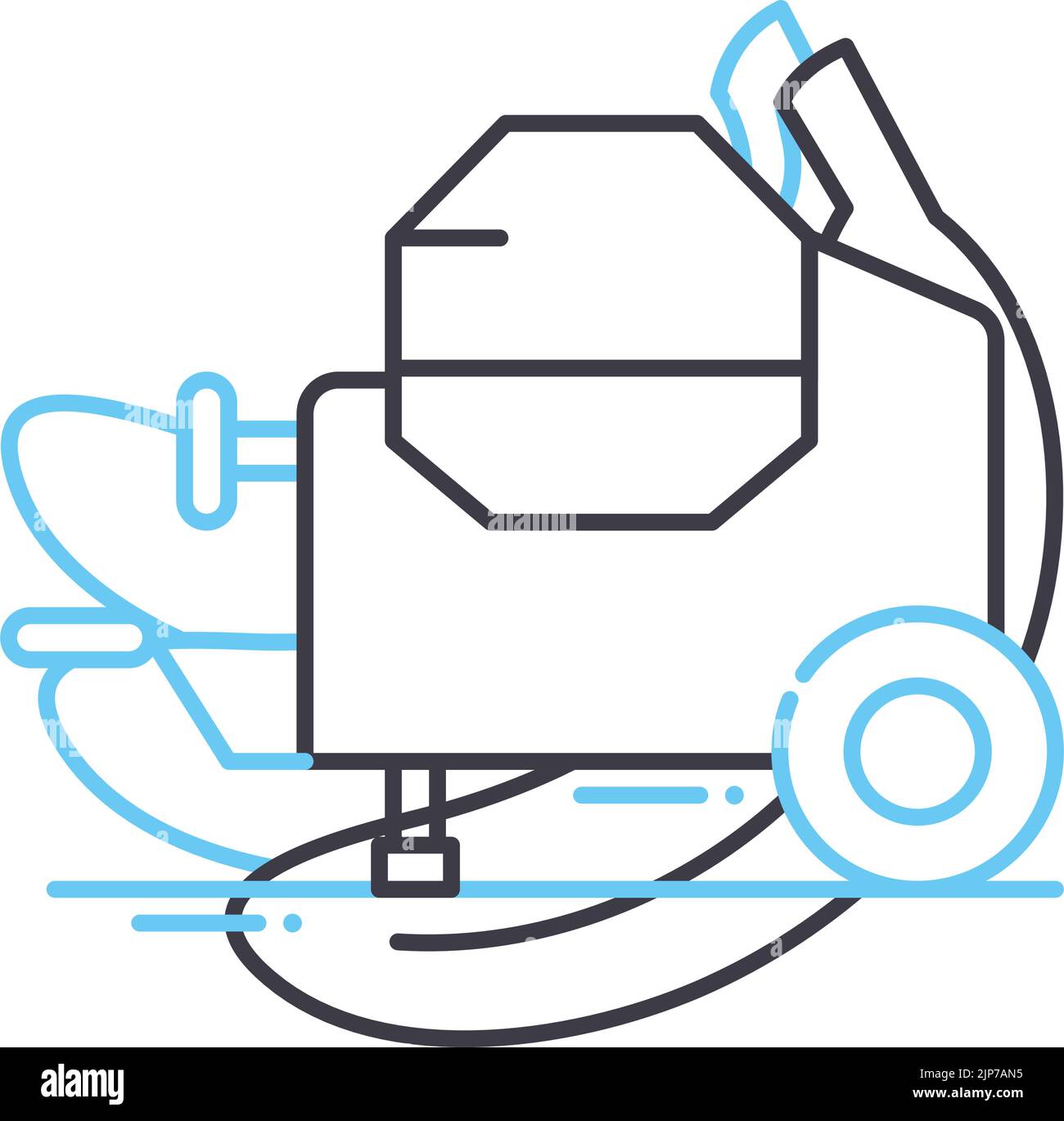 concrete mixer line icon, outline symbol, vector illustration, concept ...