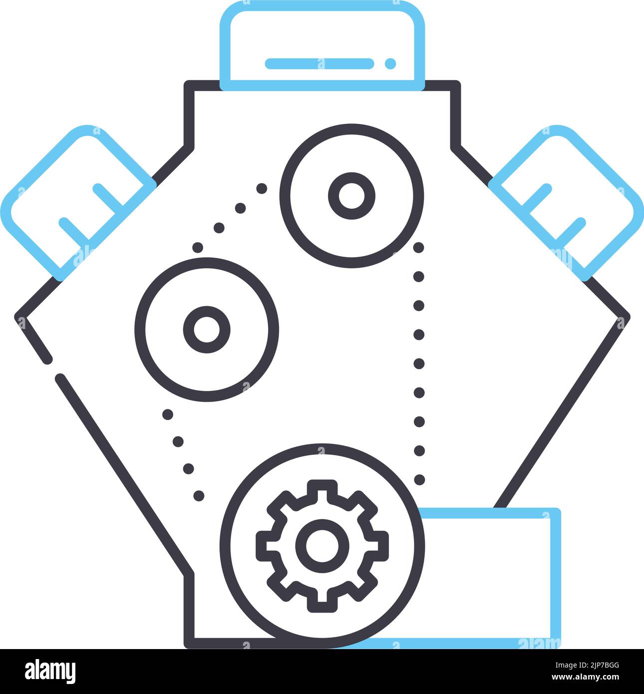engine line icon, outline symbol, vector illustration, concept sign ...