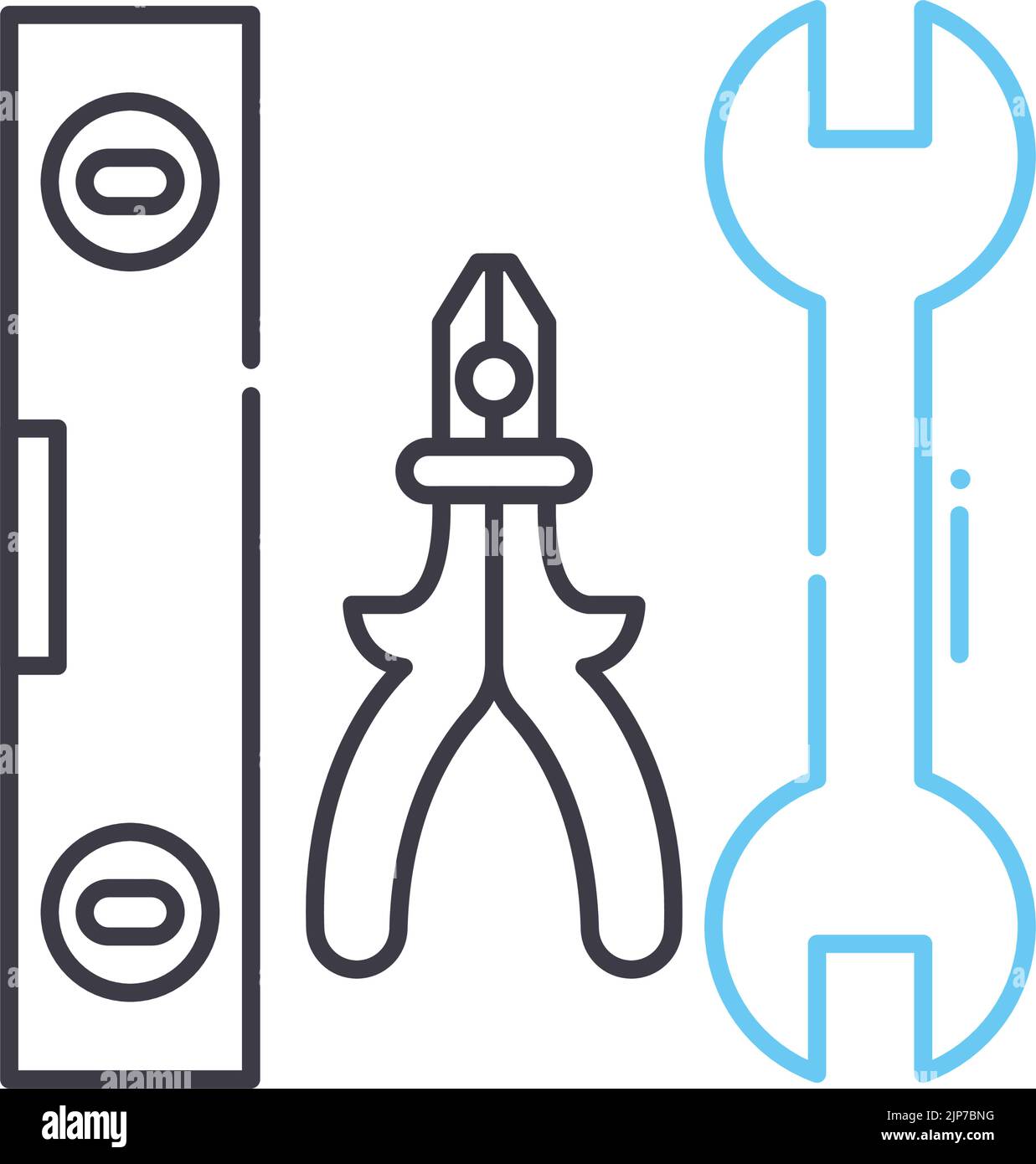 essential work tools line icon, outline symbol, vector illustration ...