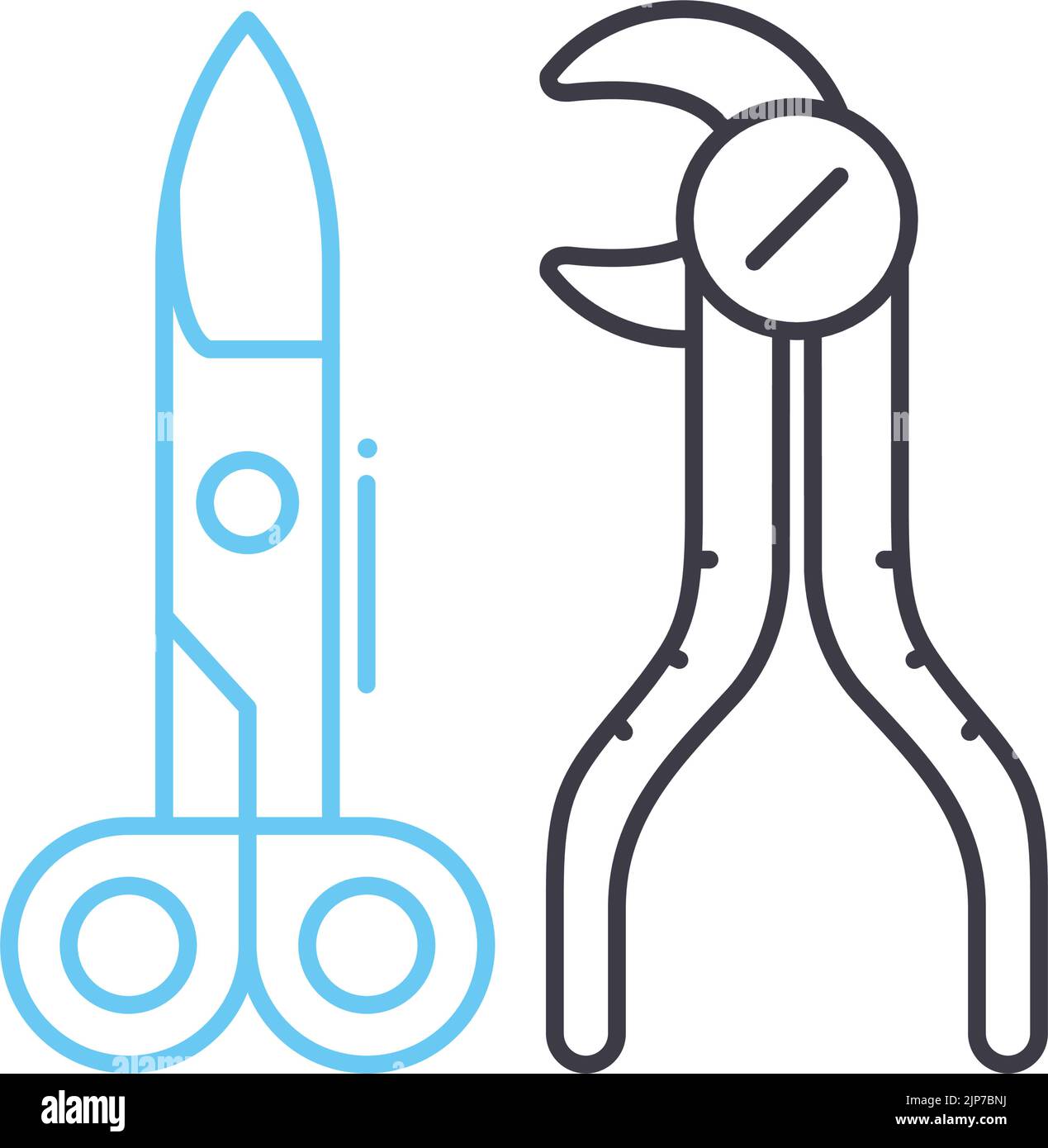 dentist scissor line icon, outline symbol, vector illustration, concept ...