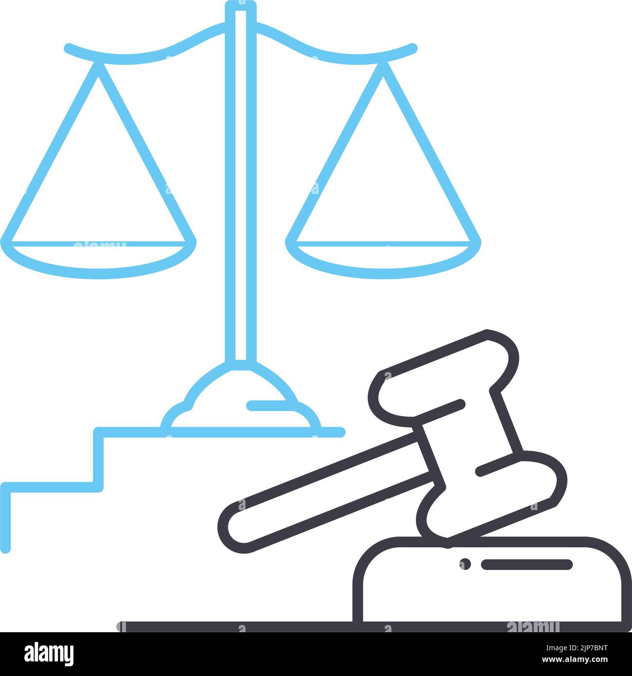 court trial line icon, outline symbol, vector illustration, concept ...