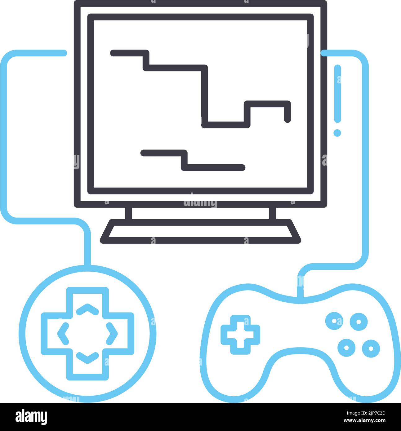 computer game line icon, outline symbol, vector illustration, concept ...