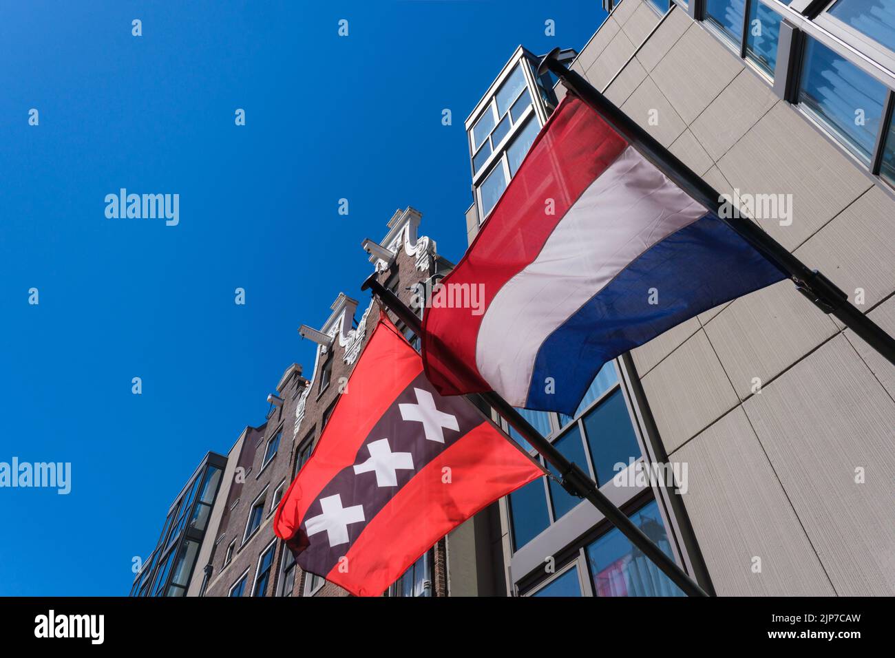 Flag of the Netherlands and Amsterdam City Flag Stock Photo - Alamy