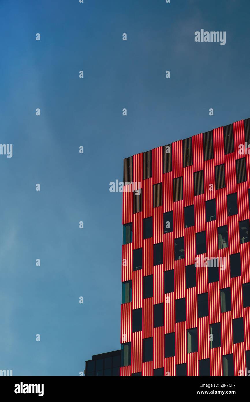 Modern office building exterior with glass facade on clear sky ...