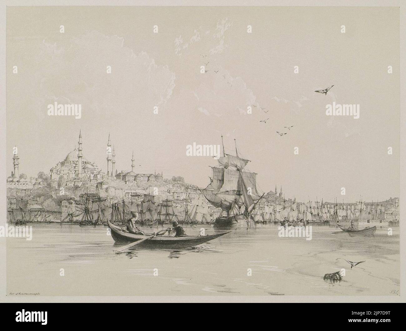 The port of Constantinople - Lewis John F - 1838 Stock Photo - Alamy