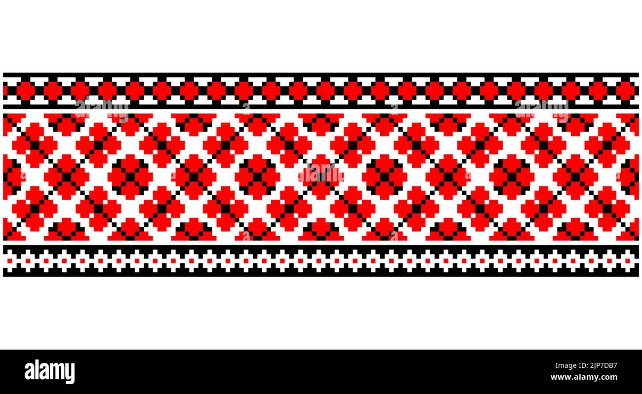 Embroidered good like old handmade cross-stitch ethnic Ukraine pattern ...