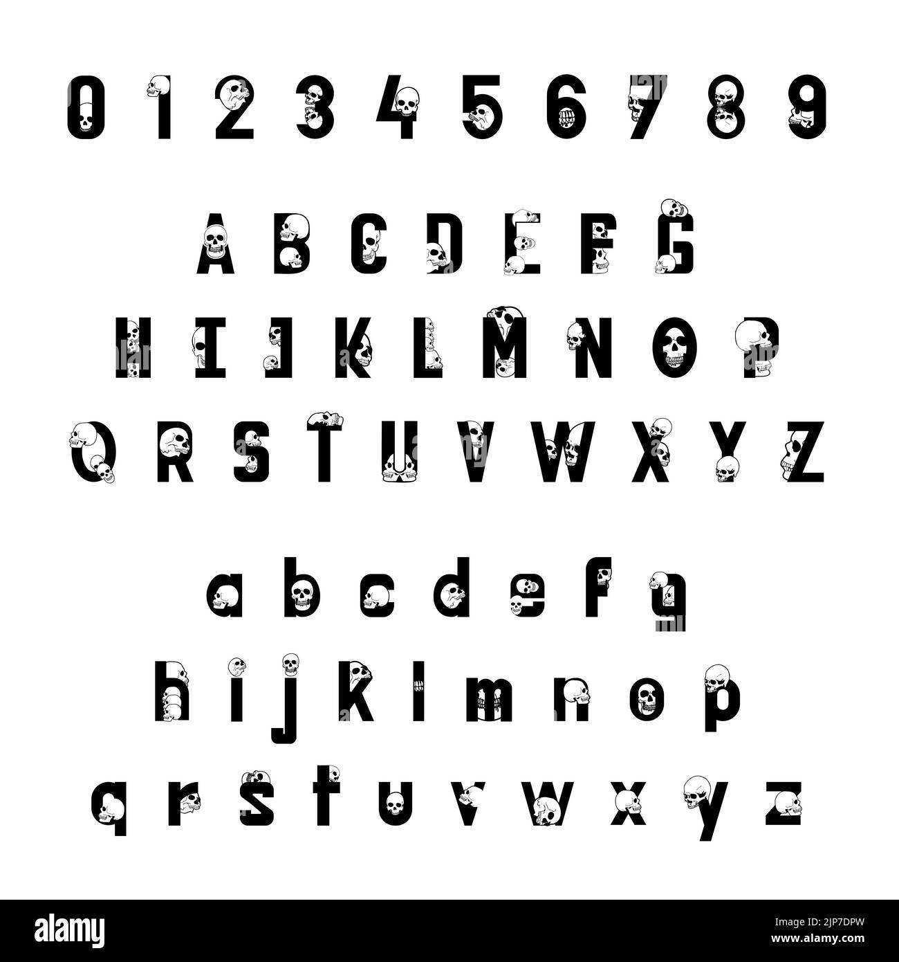 Skull Halloween alphabet display font for use in design, vector ...