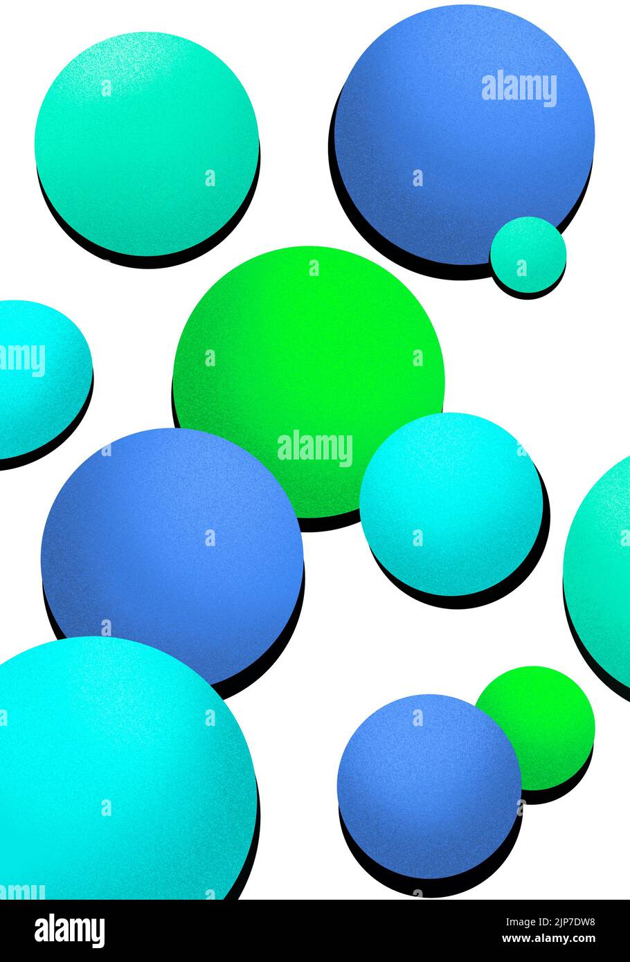 abstract illustration of blue and green round shapes on white ...