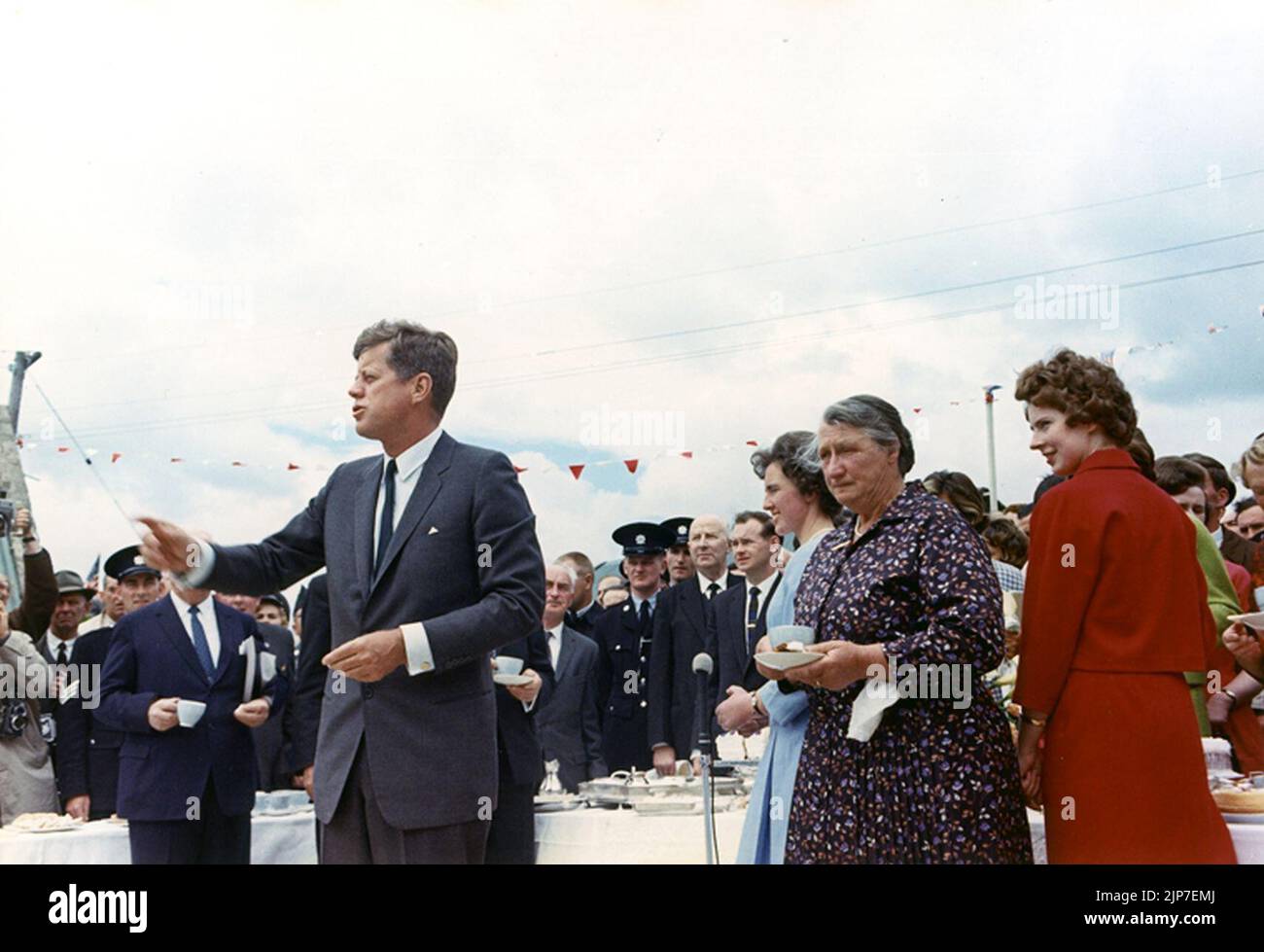 The President greets relatives at a tea held at the home of Mrs. Mary ...