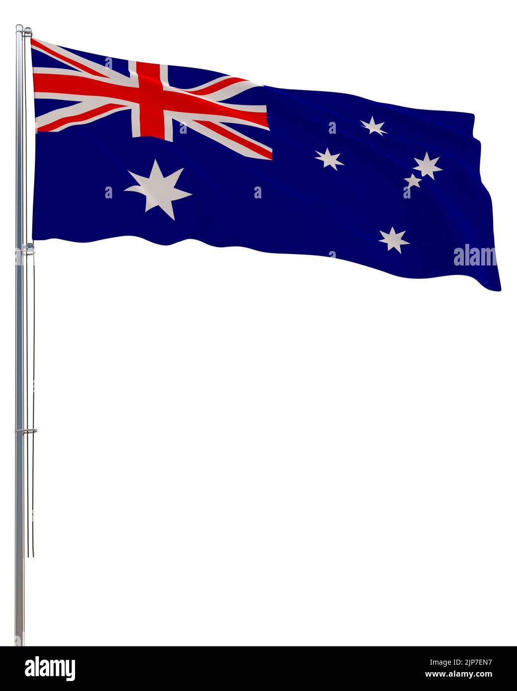 Australia flag waving in the wind, white background, realistic 3D ...