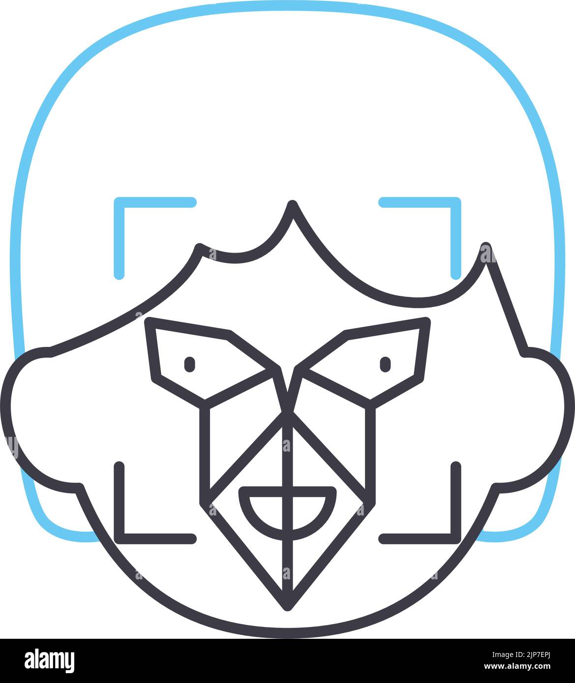facial recognition line icon, outline symbol, vector illustration ...