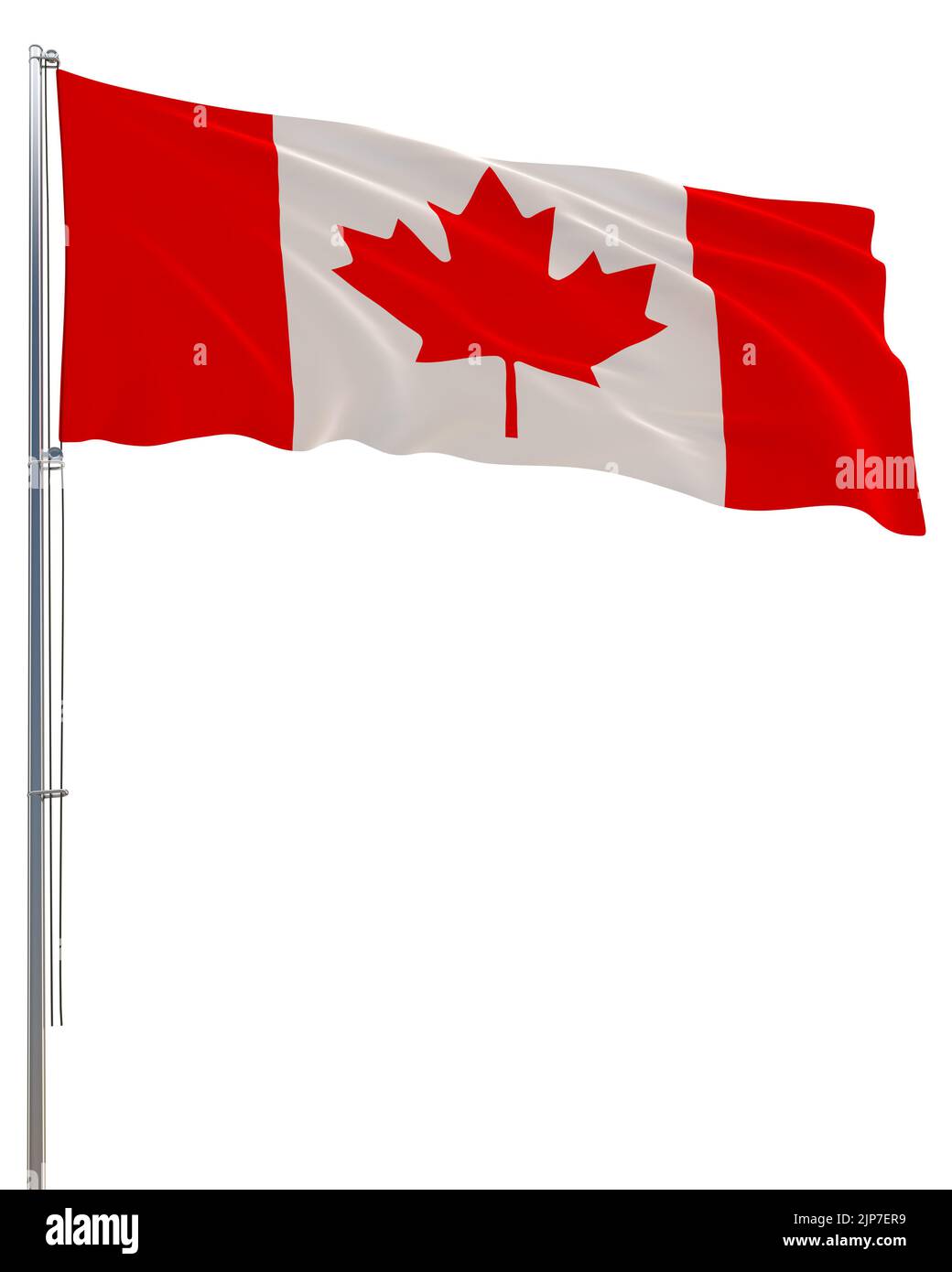 Canada flag waving in the wind, white background, realistic 3D ...