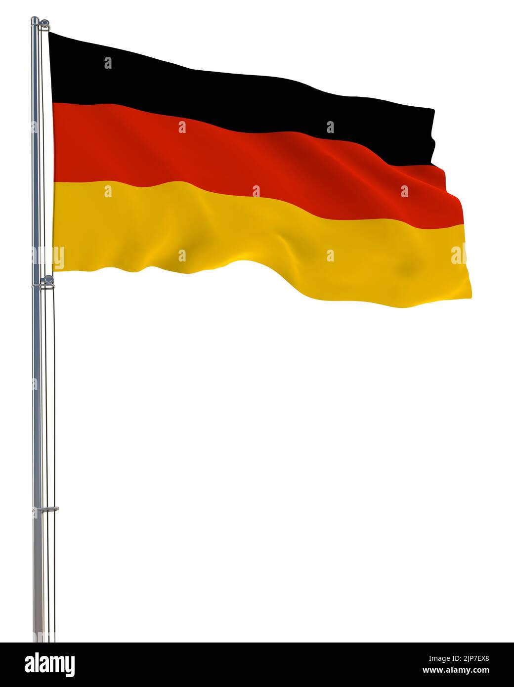 Germany flag waving in the wind, white background, realistic 3D ...