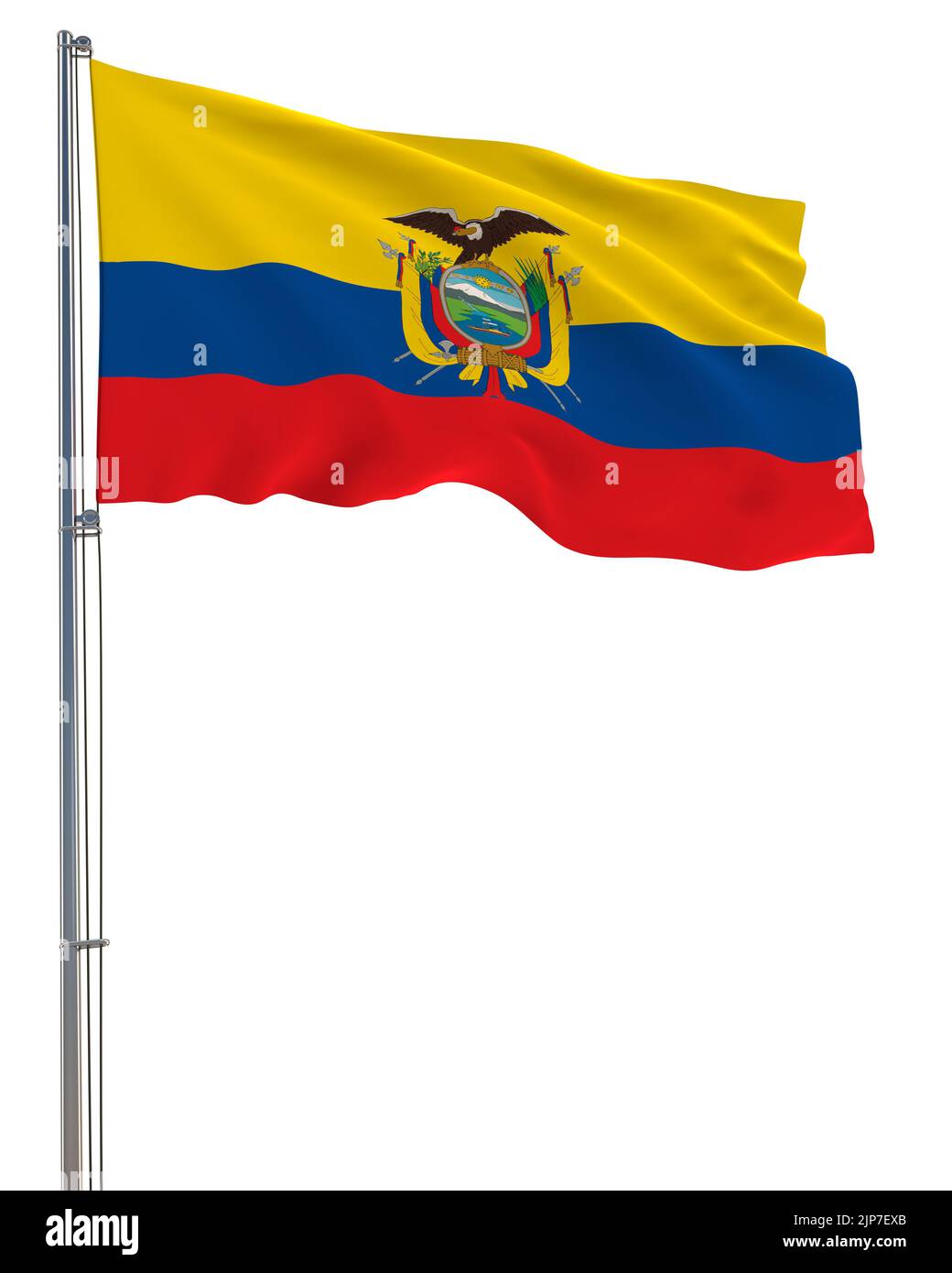 Ecuador flag waving in the wind, white background, realistic 3D ...