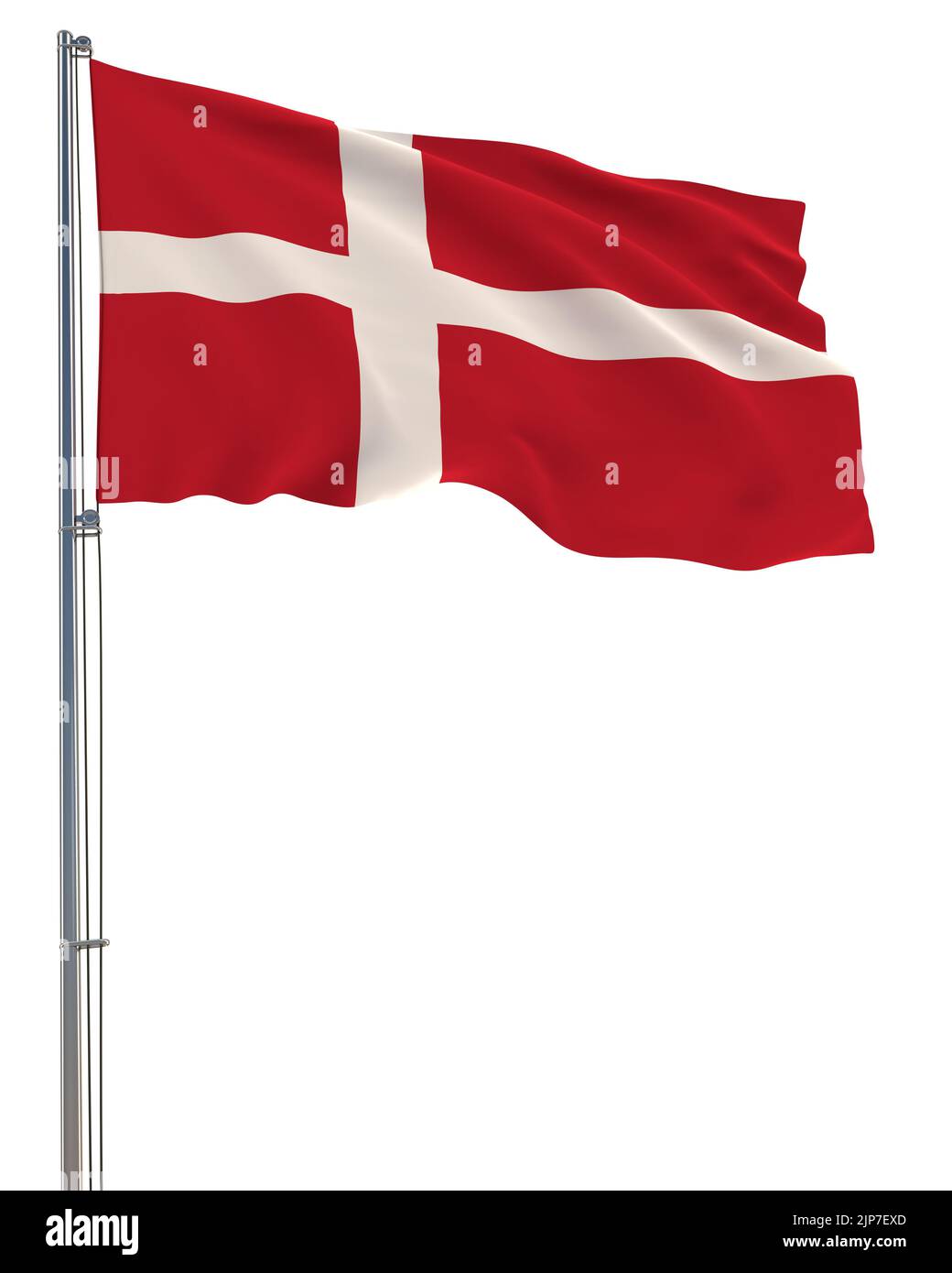 Denmark flag waving in the wind, white background, realistic 3D ...