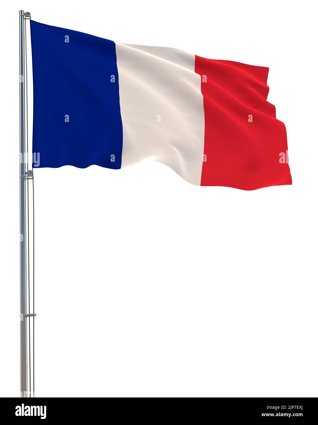 France flag waving in the wind, white background, realistic 3D ...