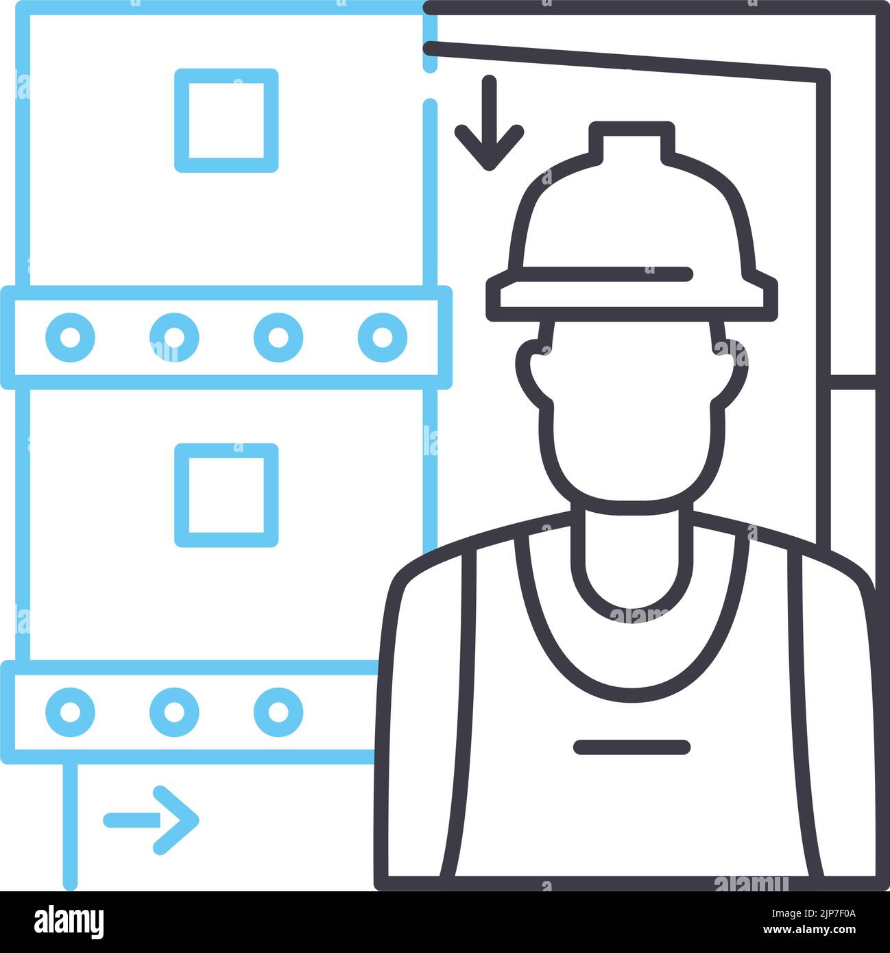 construction worker line icon, outline symbol, vector illustration ...
