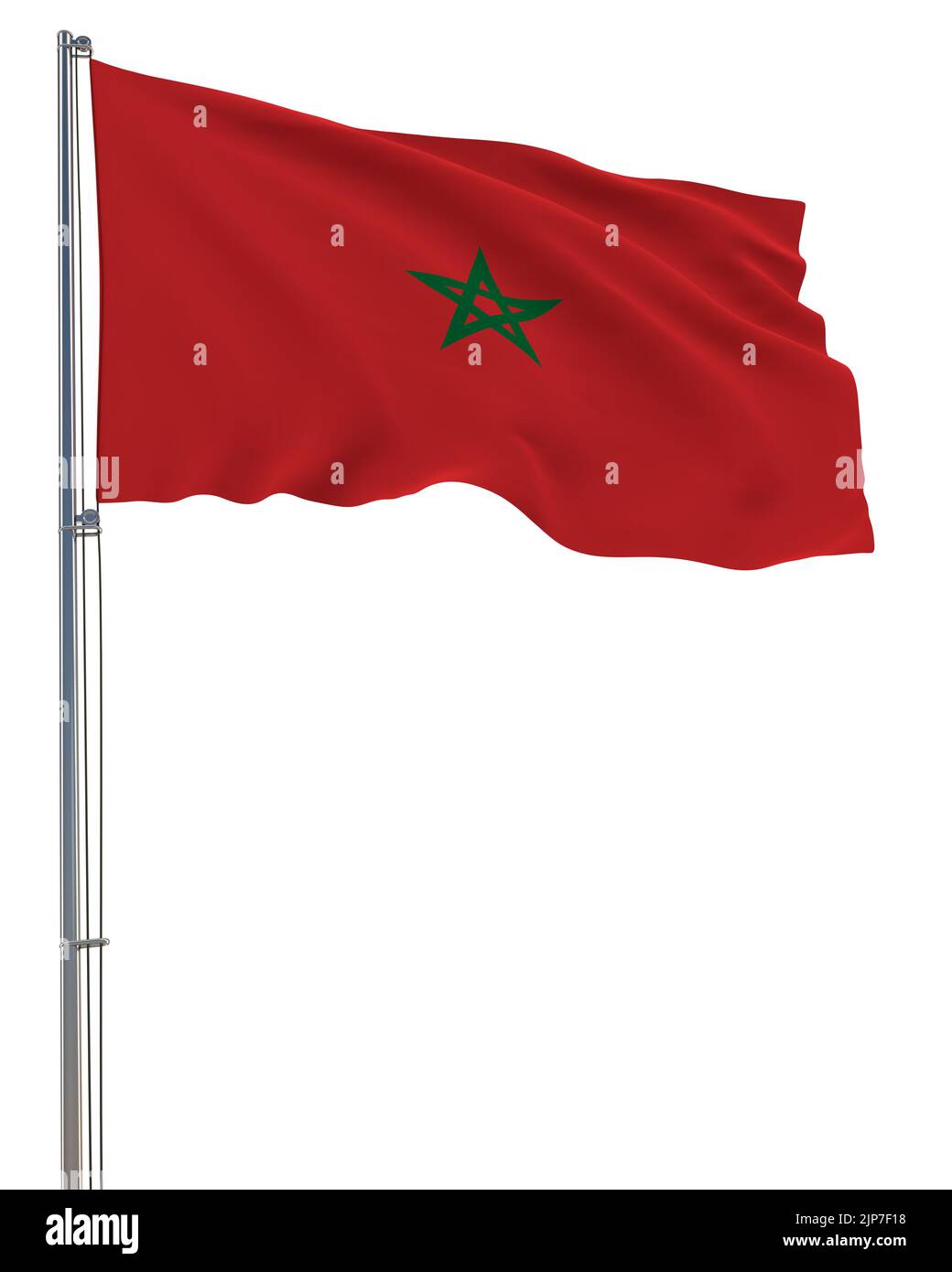 Morocco flag waving in the wind, white background, realistic 3D ...