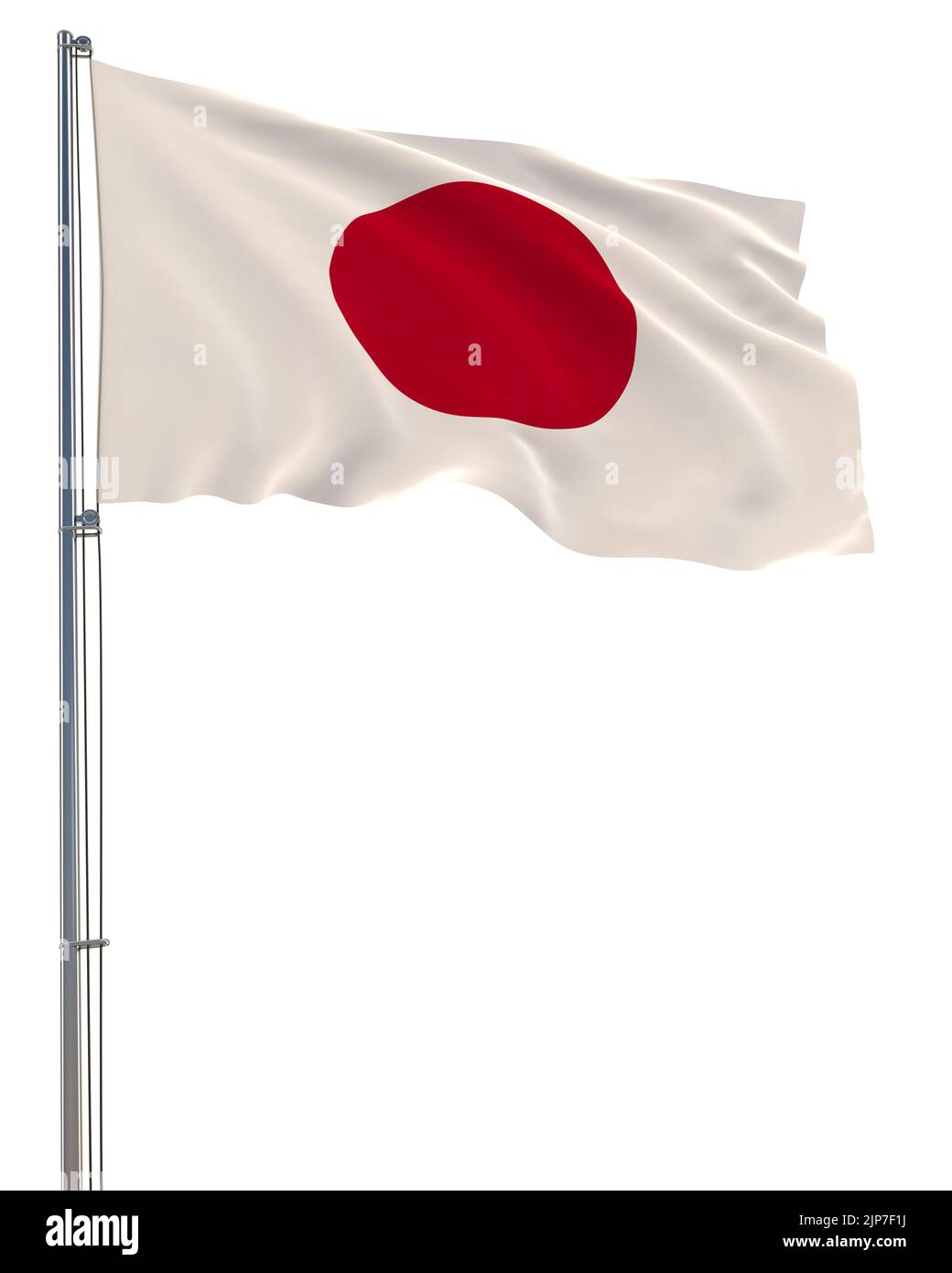 Japan flag waving in the wind, white background, realistic 3D rendering ...