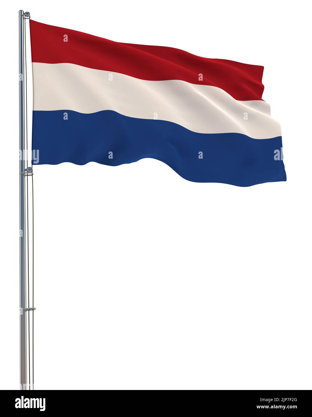 Netherlands flag waving in the wind, white background, realistic 3D ...