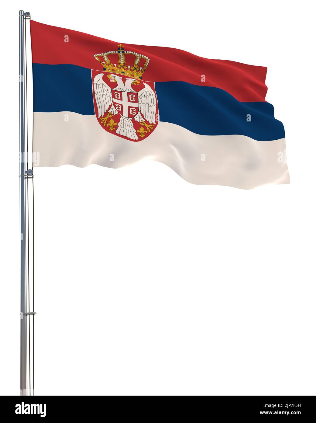 Serbia flag waving in the wind, white background, realistic 3D ...