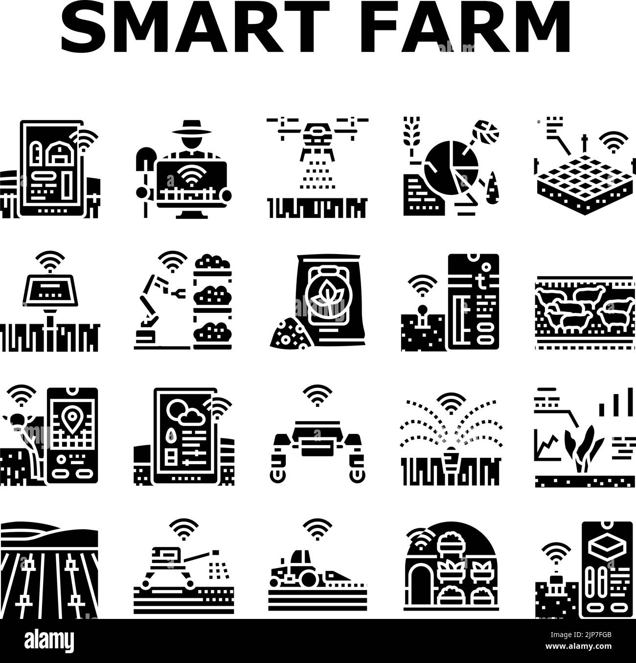 farm smart agriculture farmer icons set vector Stock Vector Image & Art ...