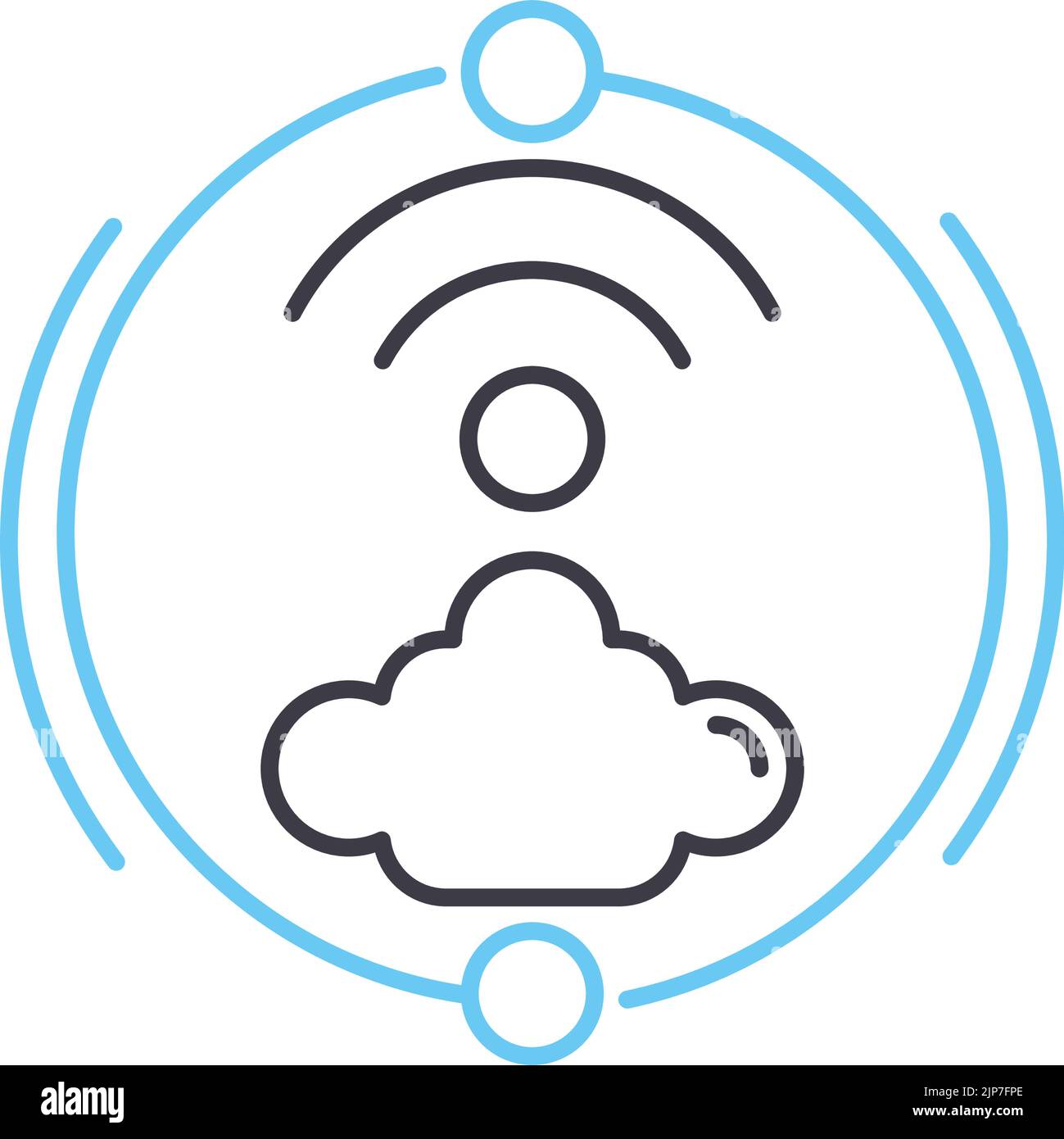 cloud connection line icon, outline symbol, vector illustration ...